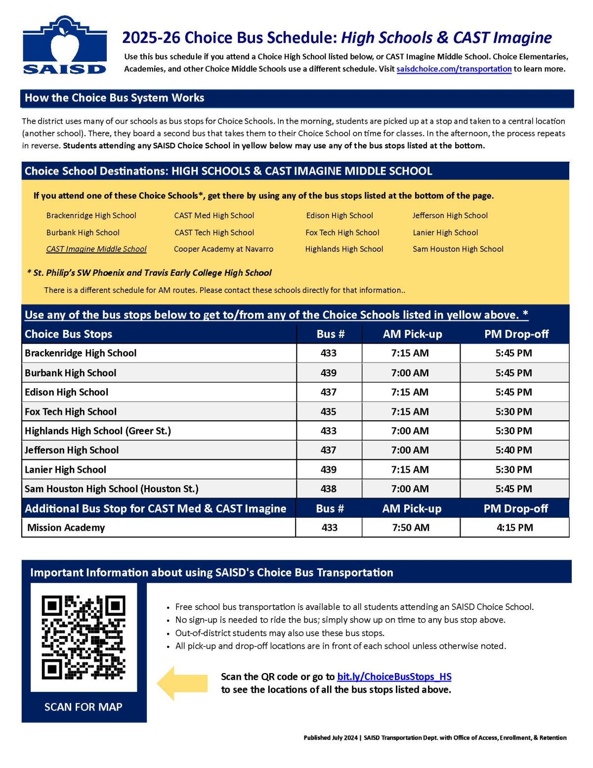 TRANSPORTATION - SAISD Choice Schools & Magnet Programs